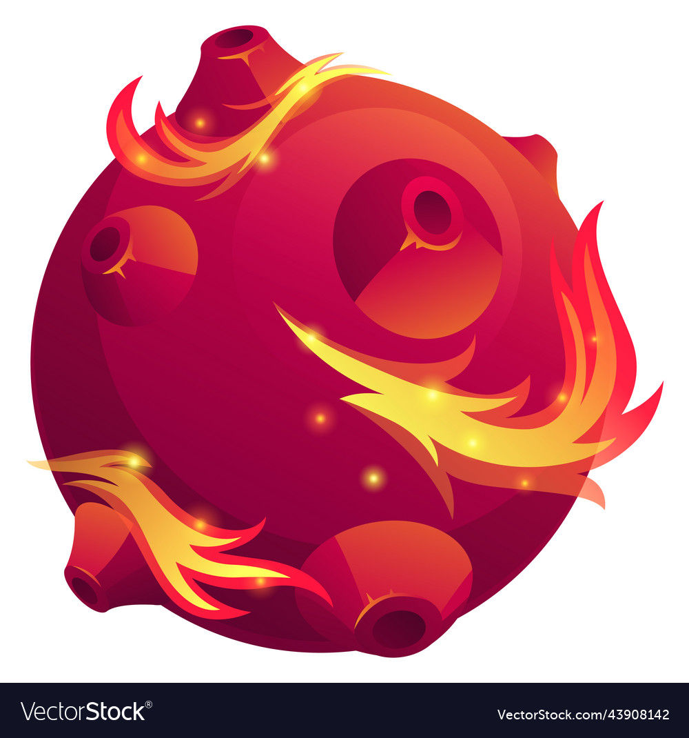 Fantasy fire planet with volcanoes and flames Vector Image Fantasy fire planet with volcanoes and flames Vector Image