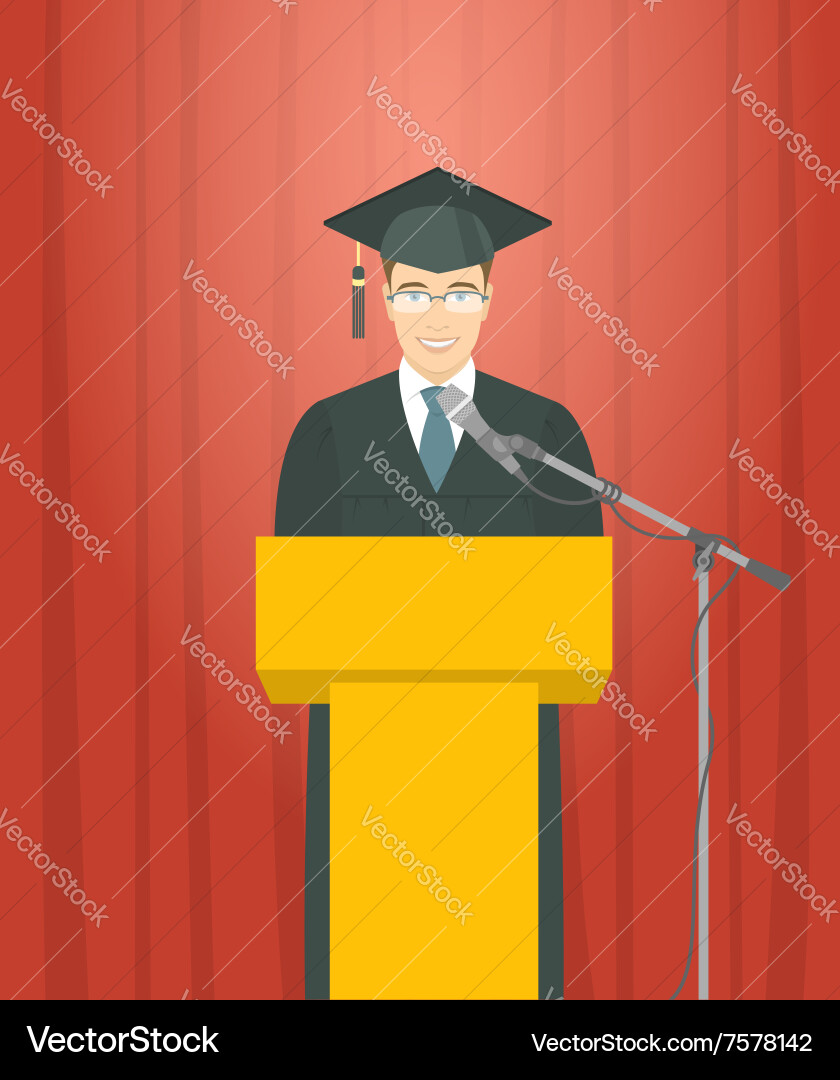 Graduation ceremony speech by a man graduate Vector Image