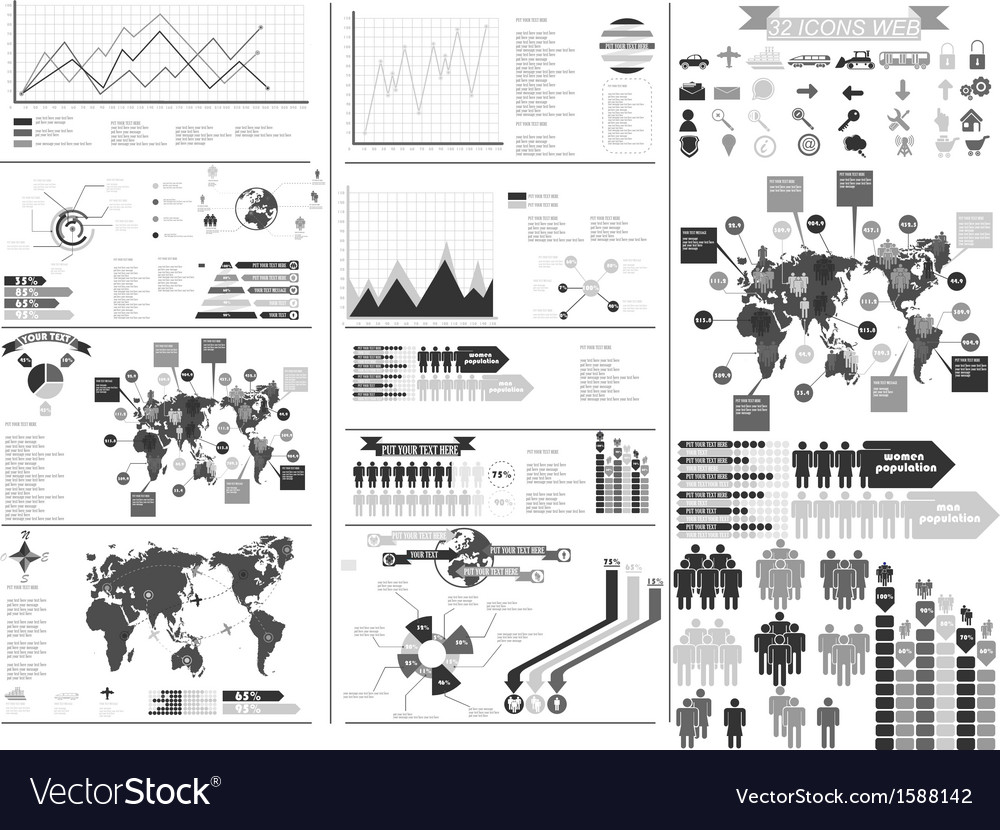 Gray Infographic Elements Royalty Free Vector Image