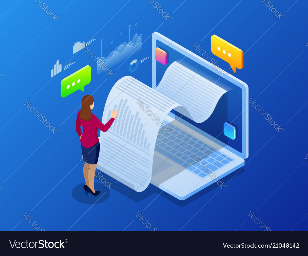 Isometric receipt statistics data notification Vector Image
