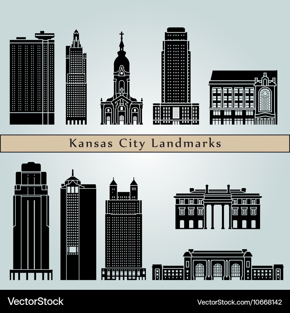 Kansas city landmarks and monuments Royalty Free Vector