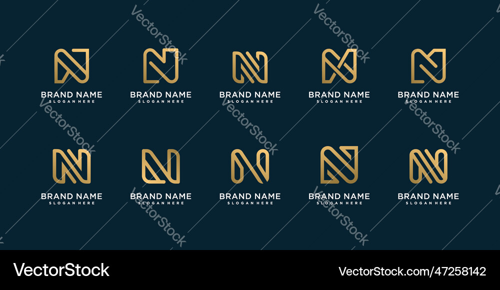 Letter n logo collection with creative design Vector Image