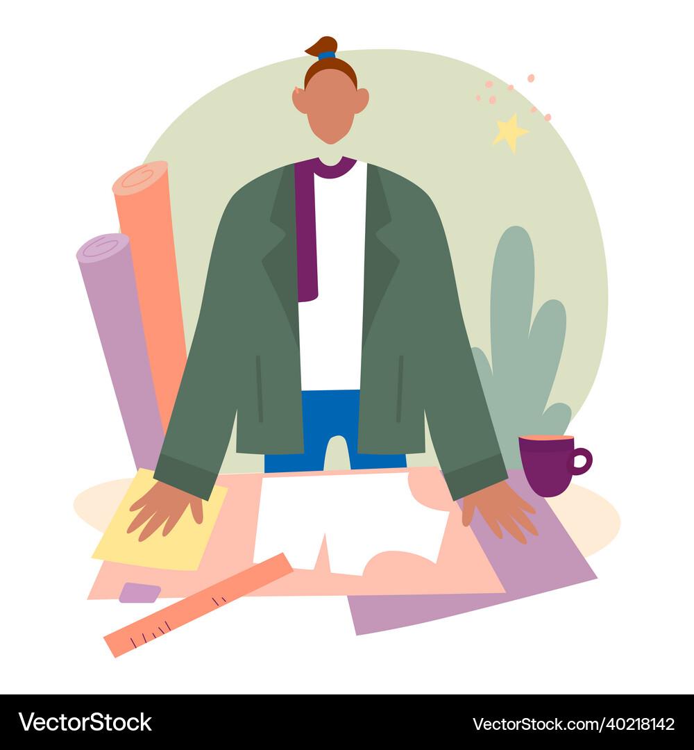 Man creates a template fashion designer Royalty Free Vector