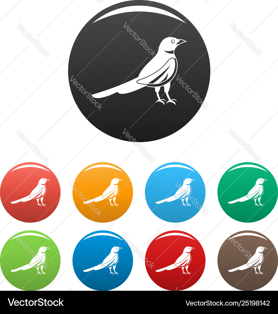 Native magpie icons set color Royalty Free Vector Image