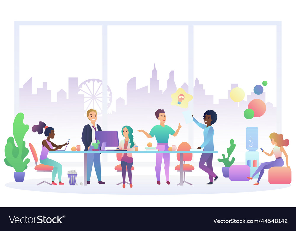 Office work people interior teamwork process Vector Image
