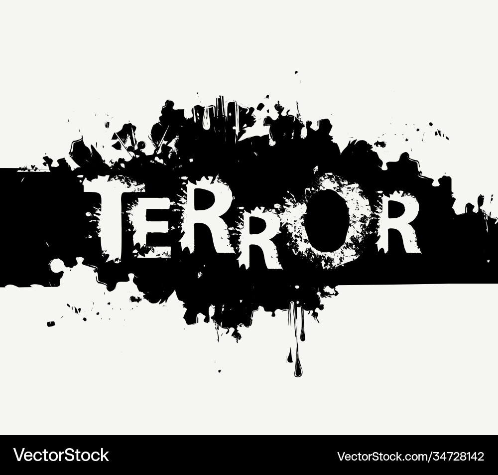 Scary lettering terror with abstract black spots Vector Image