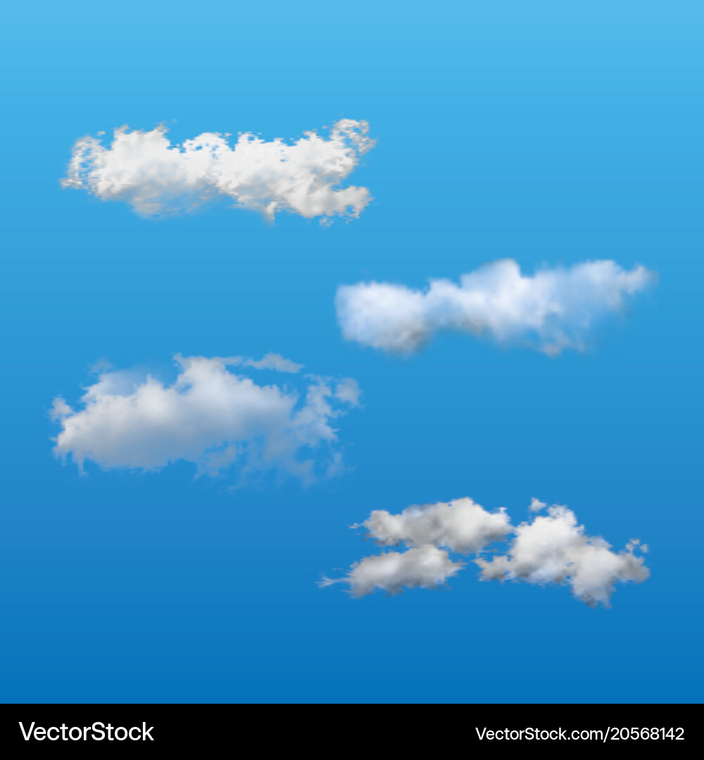 Set of transparent different clouds Royalty Free Vector