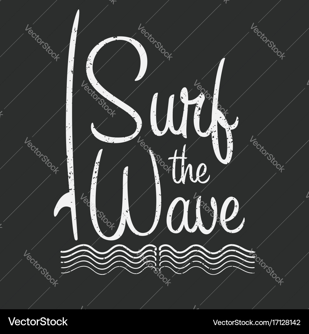 Surf typography for t shirt print surf wave Vector Image