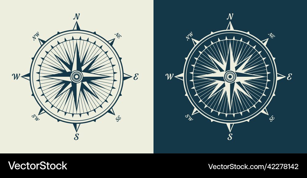 Vintage marine wind rose nautical chart Royalty Free Vector