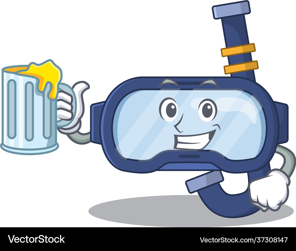 A cartoon concept dive glasses toast Royalty Free Vector