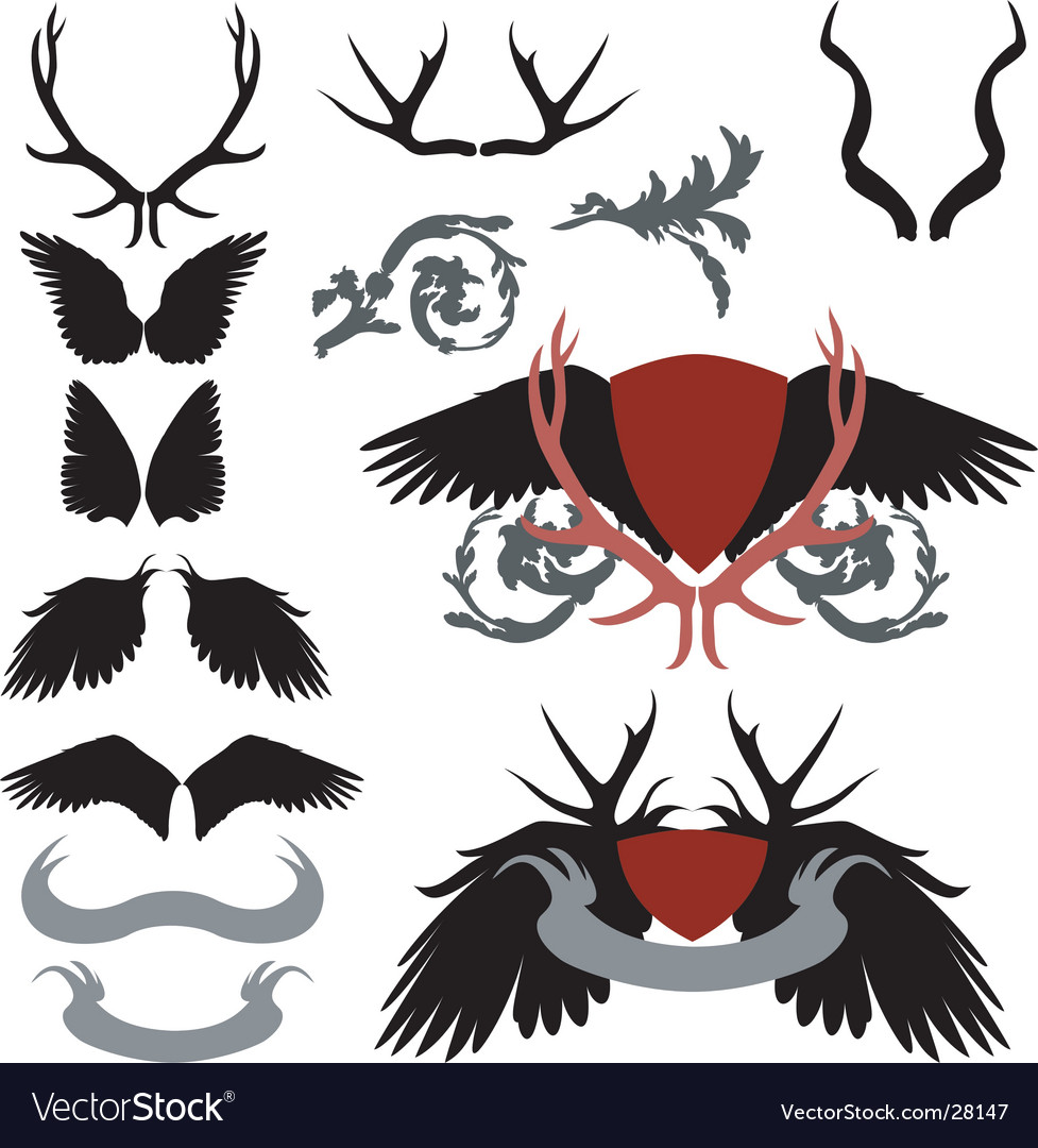 Antler And Wings Heraldry Royalty Free Vector Image