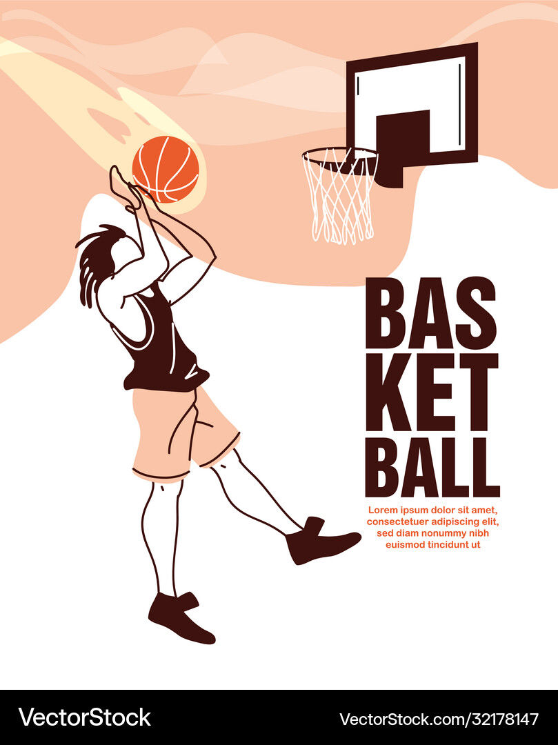 Basketball player man with ball jumping Royalty Free Vector