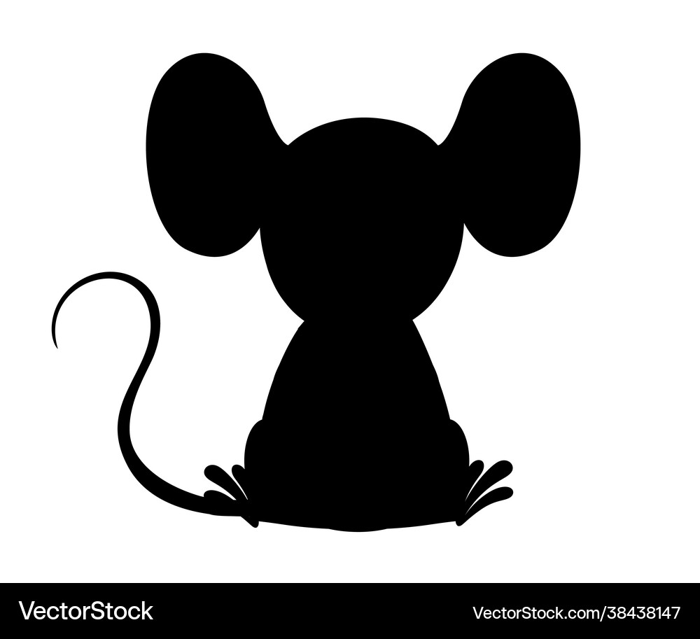 Black silhouette cute little gray mouse sit Vector Image