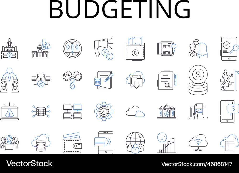 Budgeting line icons collection accounting Vector Image