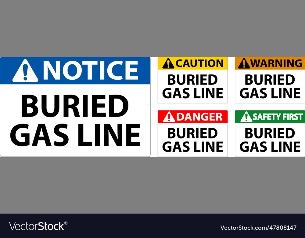 Caution sign buried gas line on white background Vector Image Caution sign buried gas line on white background Vector Image