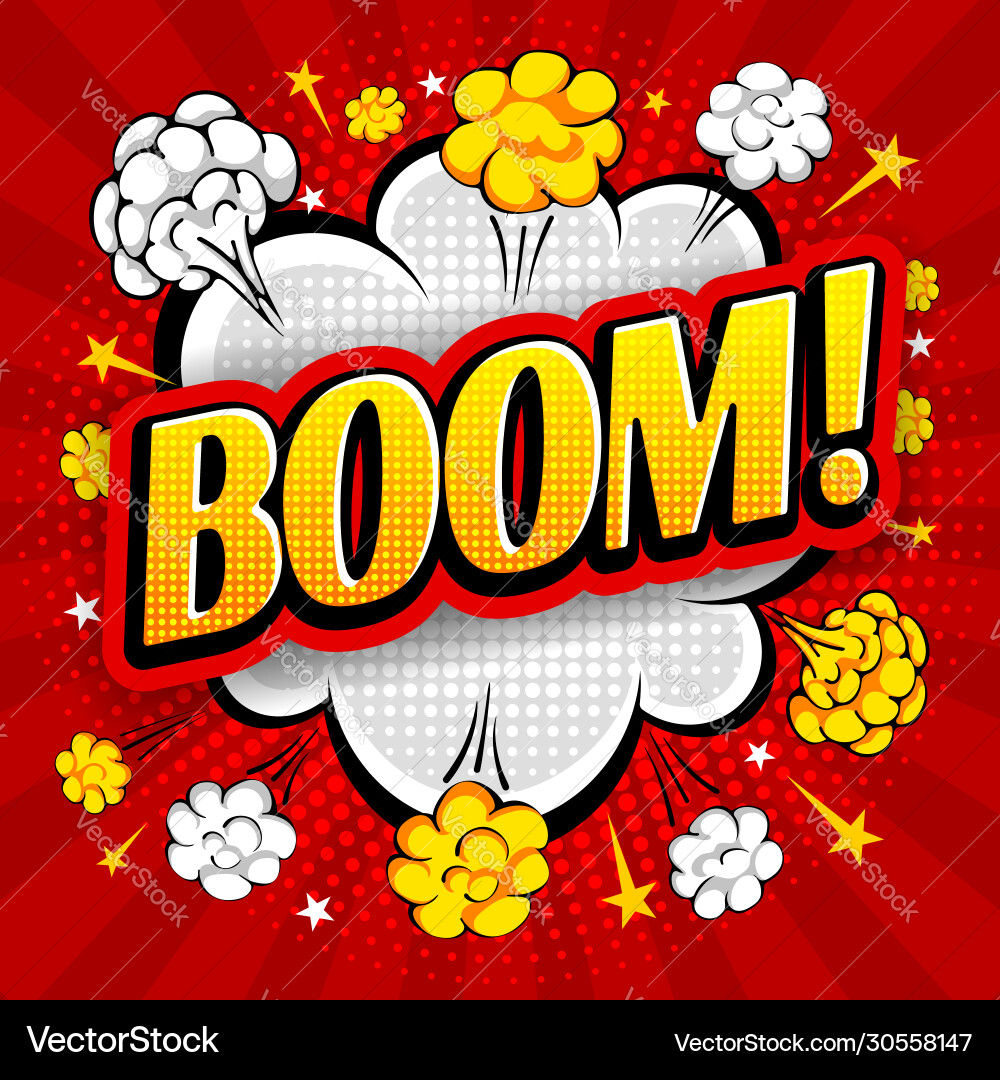 Comic speech bubble with expression word boom Vector Image