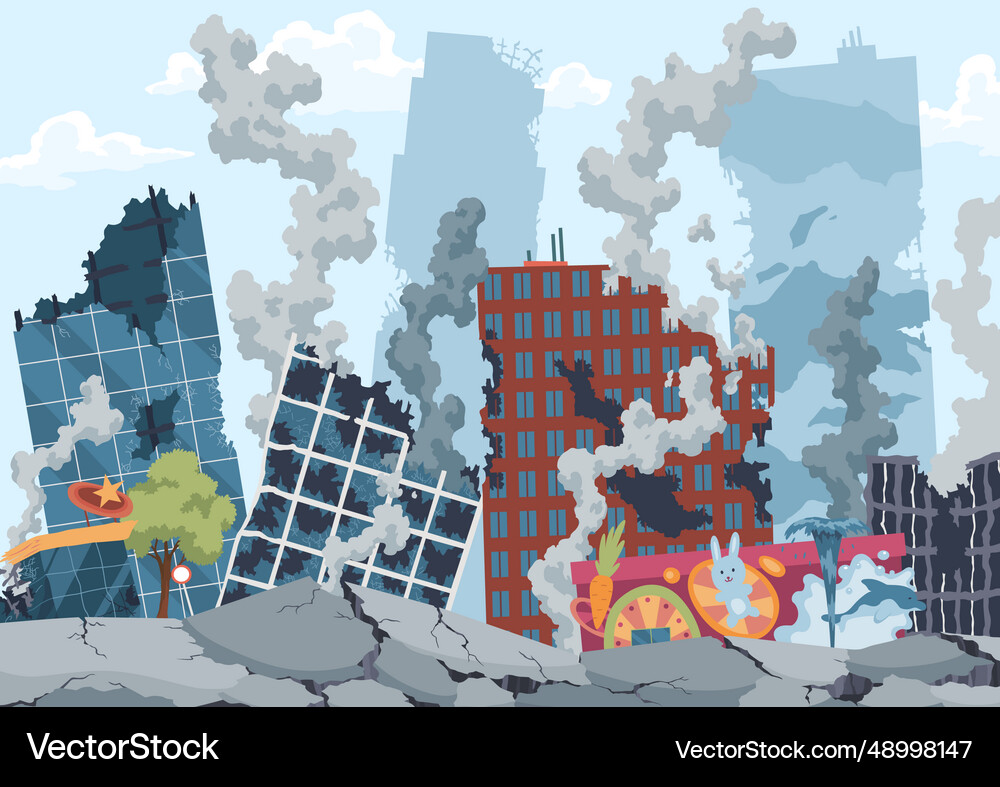 Earthquake Damage - City Ruin Royalty Free Vector Image