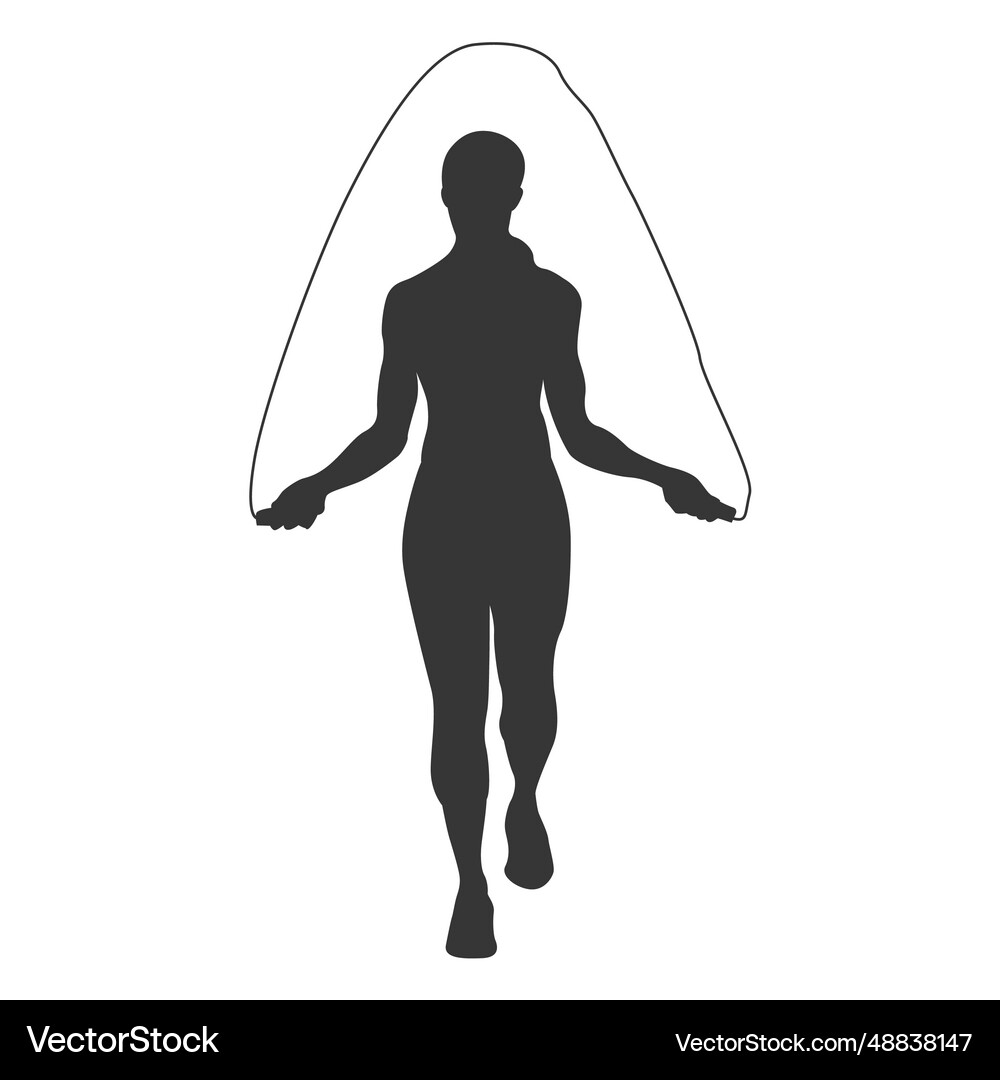 Female rope jumping silhouette Royalty Free Vector Image