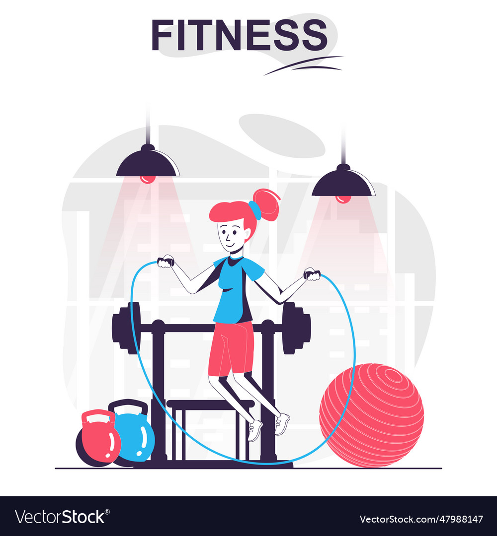 Fitness isolated cartoon concept woman jumping Vector Image