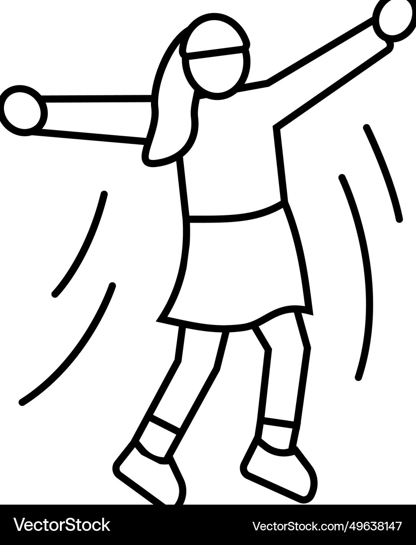 Girl jumping line icon Royalty Free Vector Image