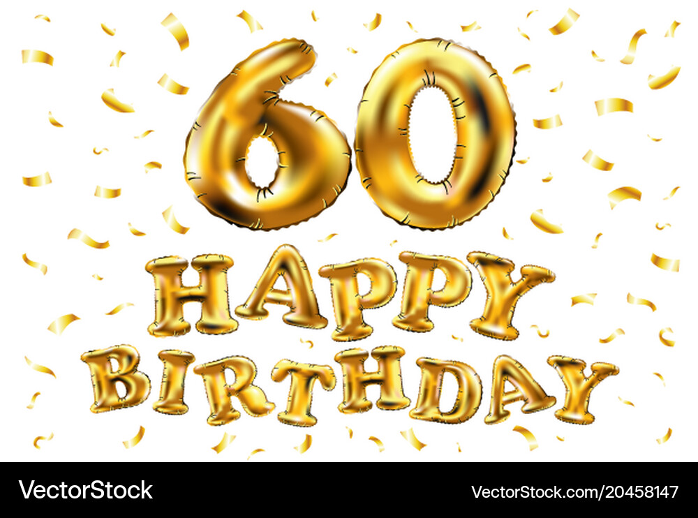 Gold Balloons 60th Birthday Celebration Royalty Free Vector