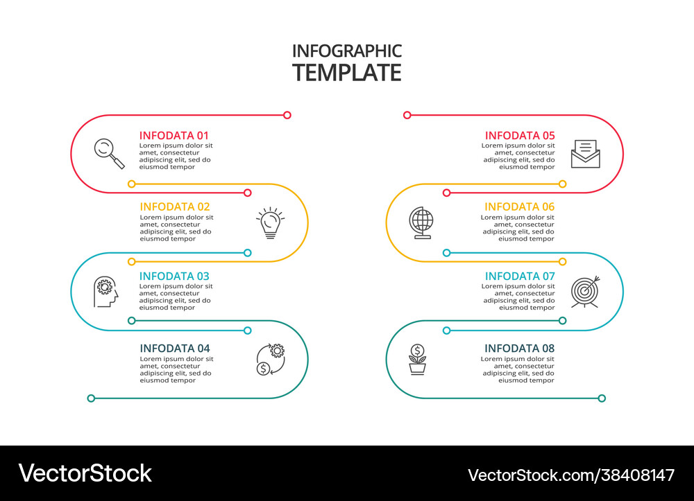 Infographic thin line design with icons and 8 Vector Image