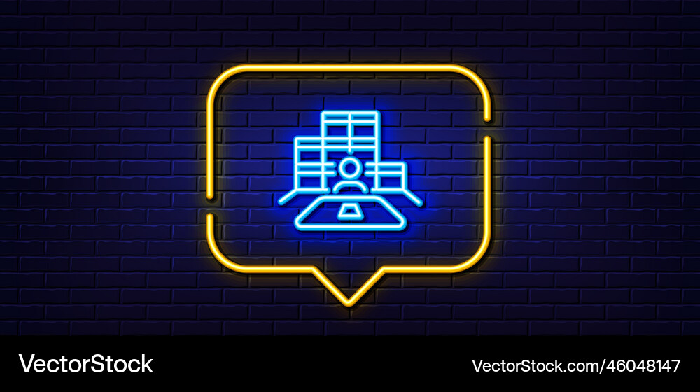 Inventory line icon warehouse manager sign neon Vector Image