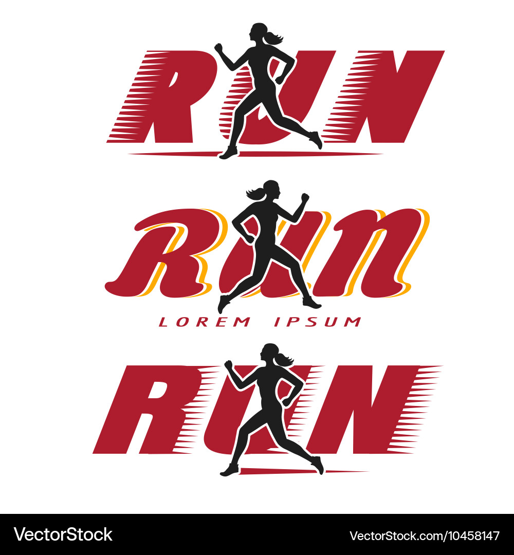 Logo with running woman Royalty Free Vector Image