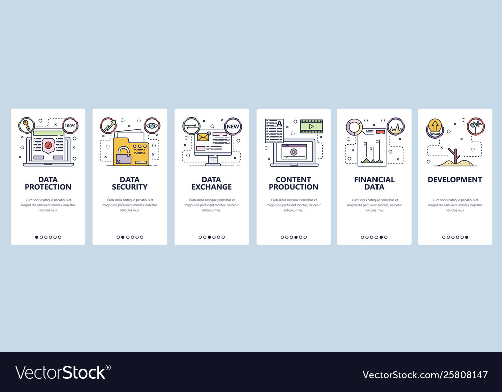 Mobile App Onboarding Screens Data Protection Vector Image