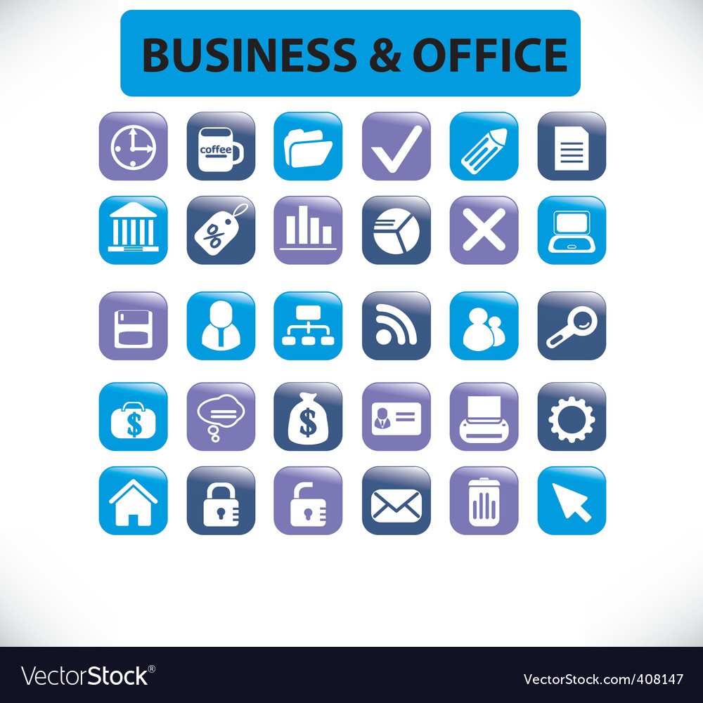 Office buttons Royalty Free Vector Image - VectorStock