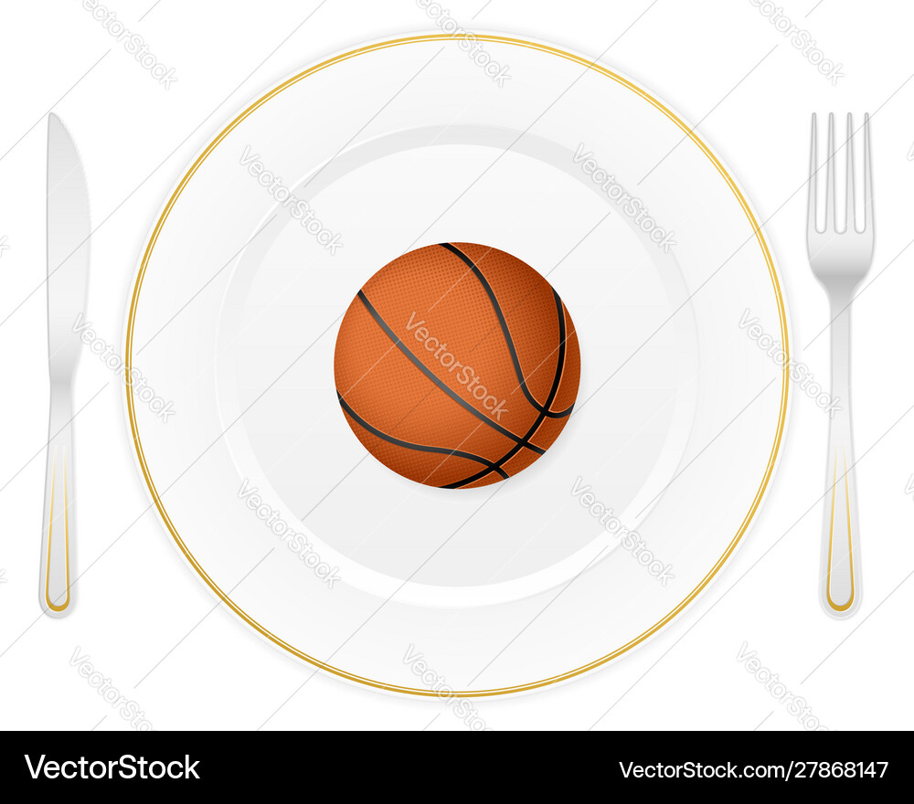 Plate and basketball ball Royalty Free Vector Image