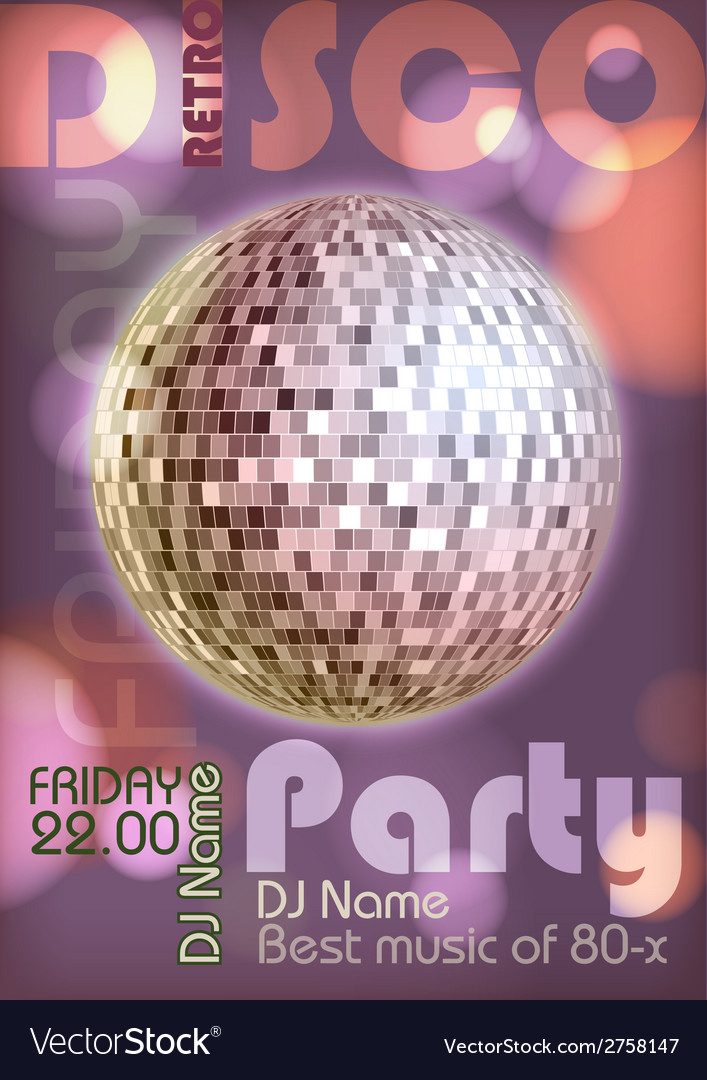 Retro disco poster background Royalty Free Vector Image