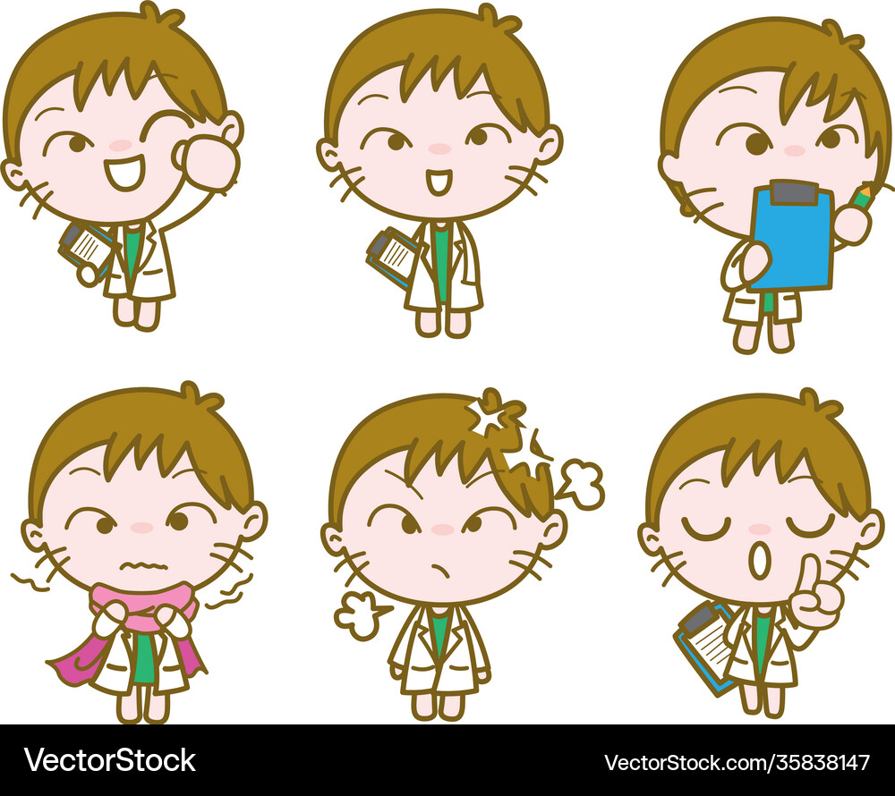 Set cartoon doctor character Royalty Free Vector Image