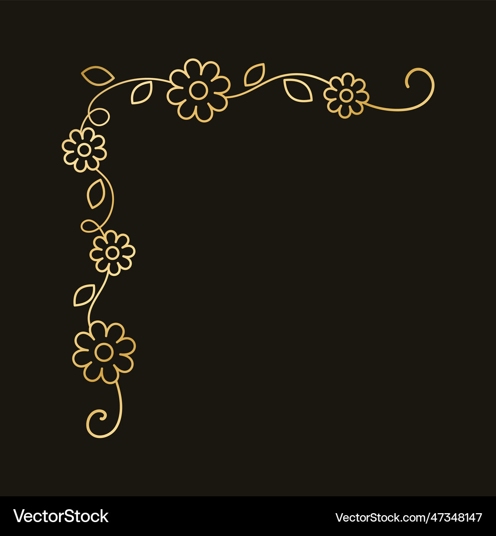 Spring gold floral corner borders flower page Vector Image
