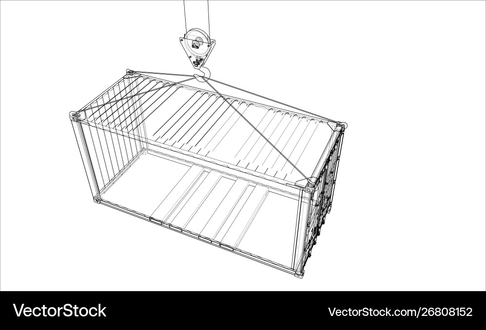 Cargo container wire-frame style Royalty Free Vector Image