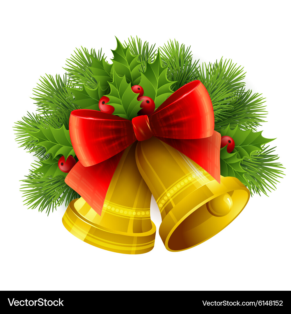 Christmas decoration with evergreen trees holly Vector Image