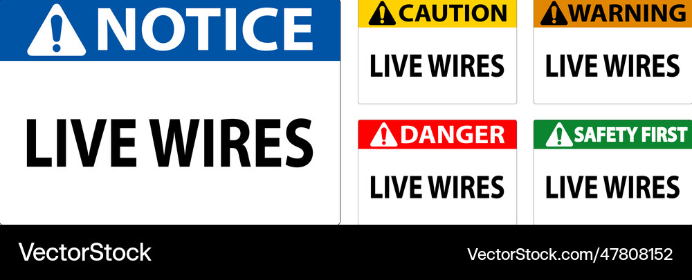 Danger sign live wires on white background Vector Image