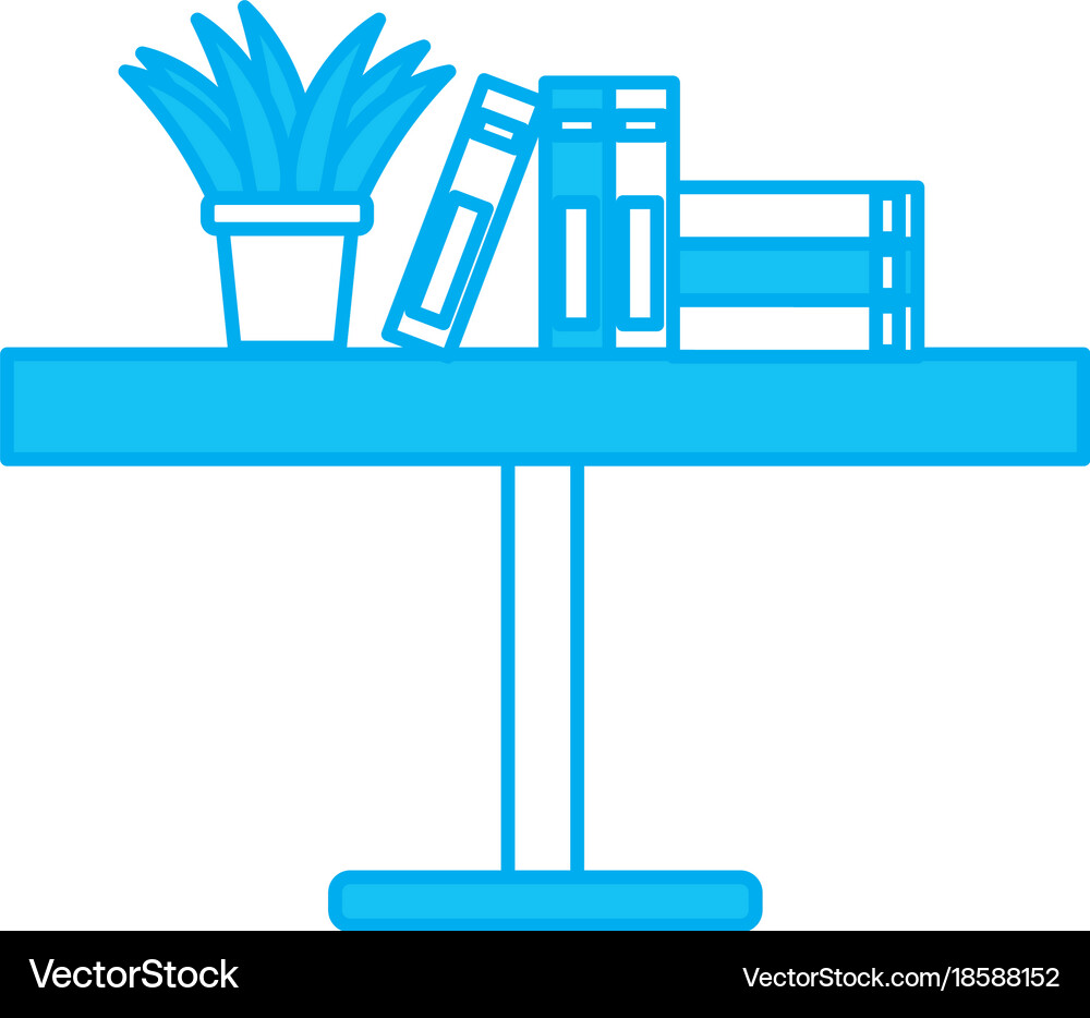 Desk with books and plant Royalty Free Vector Image