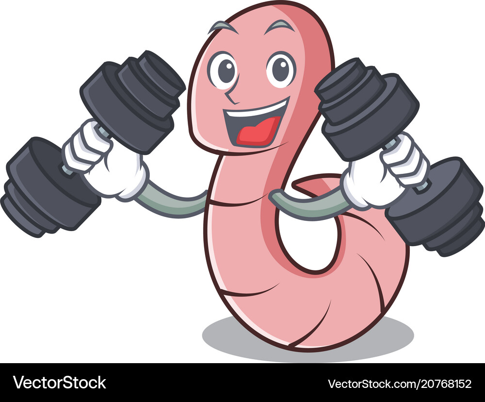 Fitness worm character cartoon style Royalty Free Vector