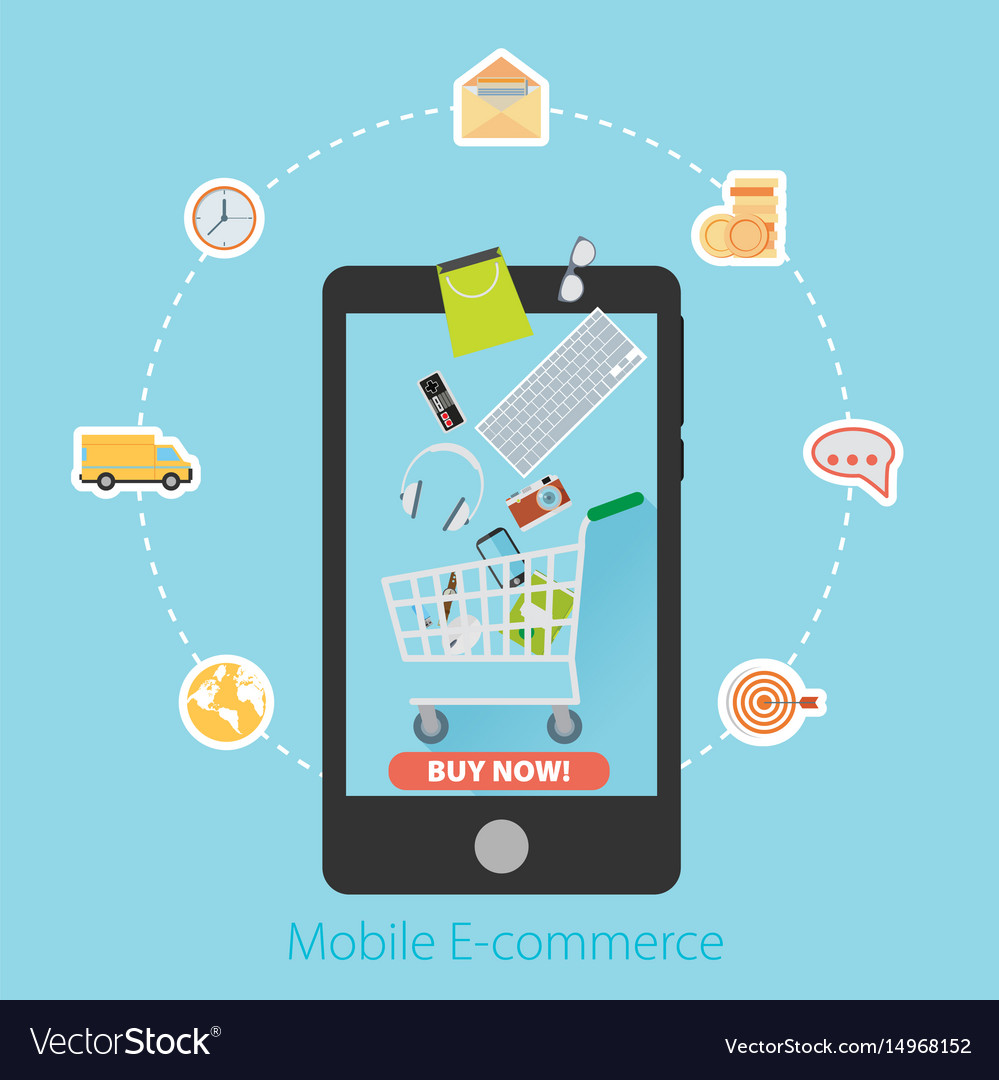 Flat design concept e-commerce Royalty Free Vector Image