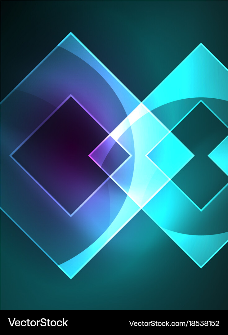 Glowing squares in the dark digital abstract Vector Image