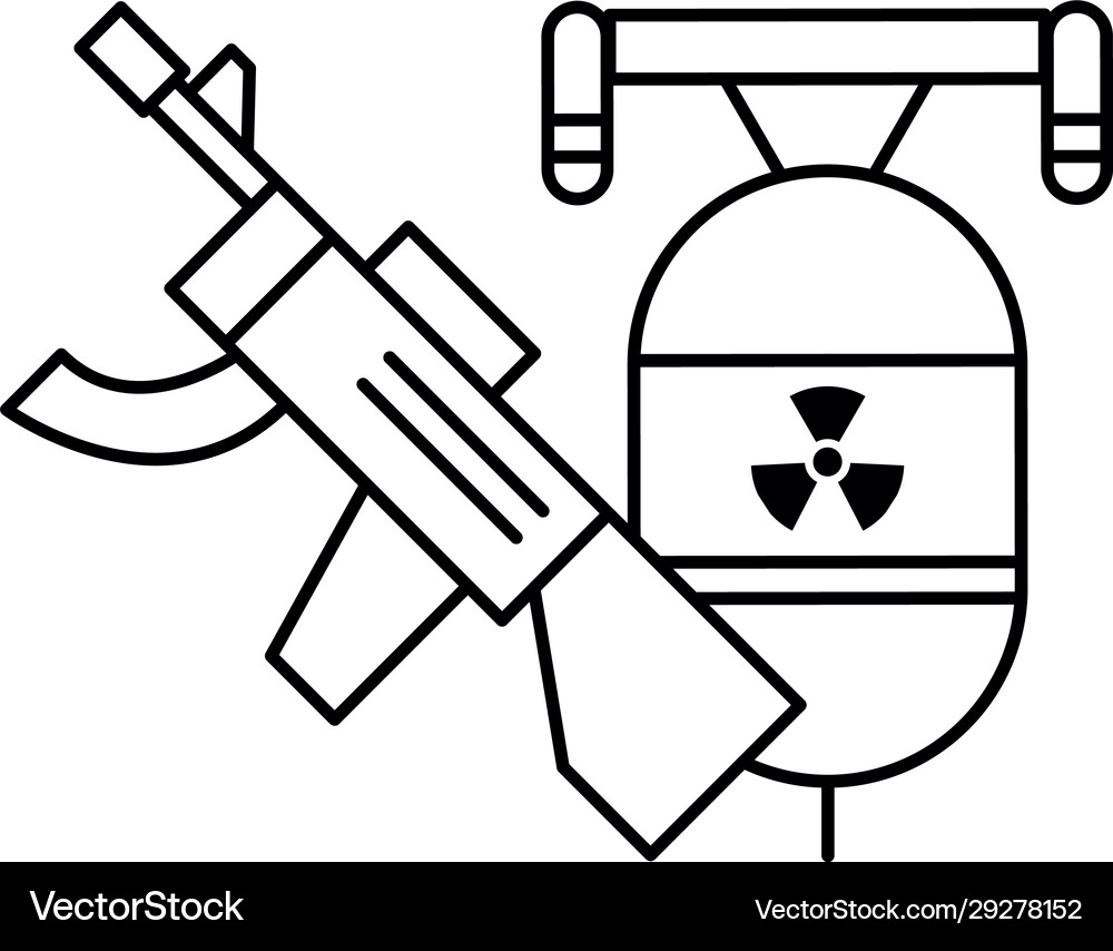 Gun military force with flyer bomb Royalty Free Vector Image