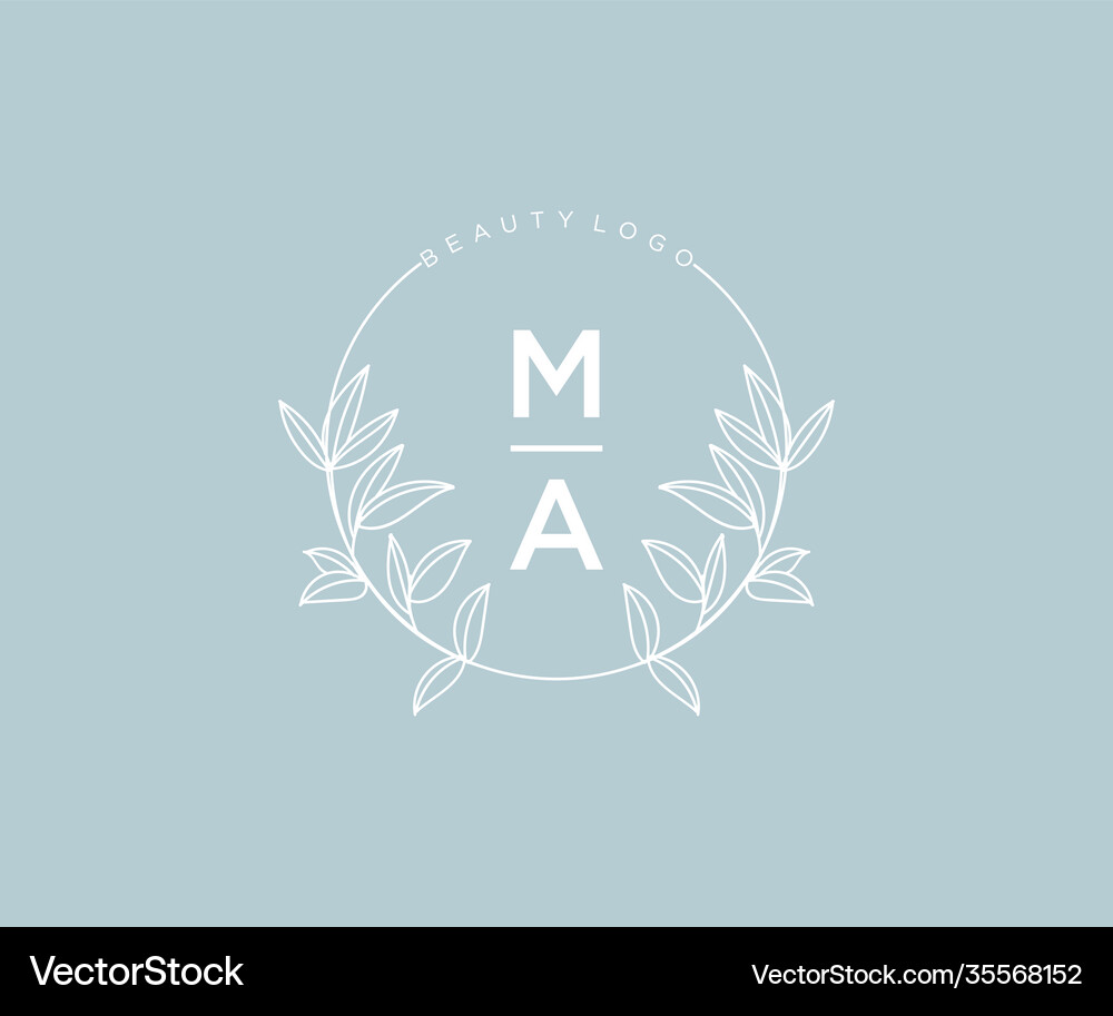 Initial ma letters beautiful floral feminine Vector Image