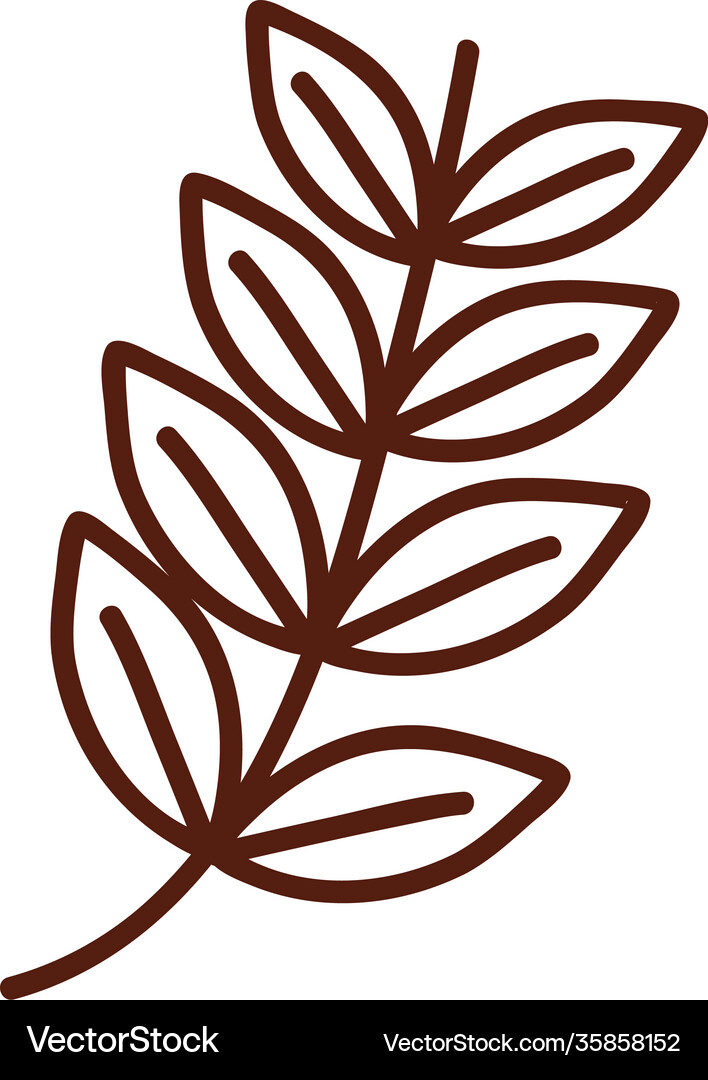 Leaf with eight leaves line style icon isolated Vector Image