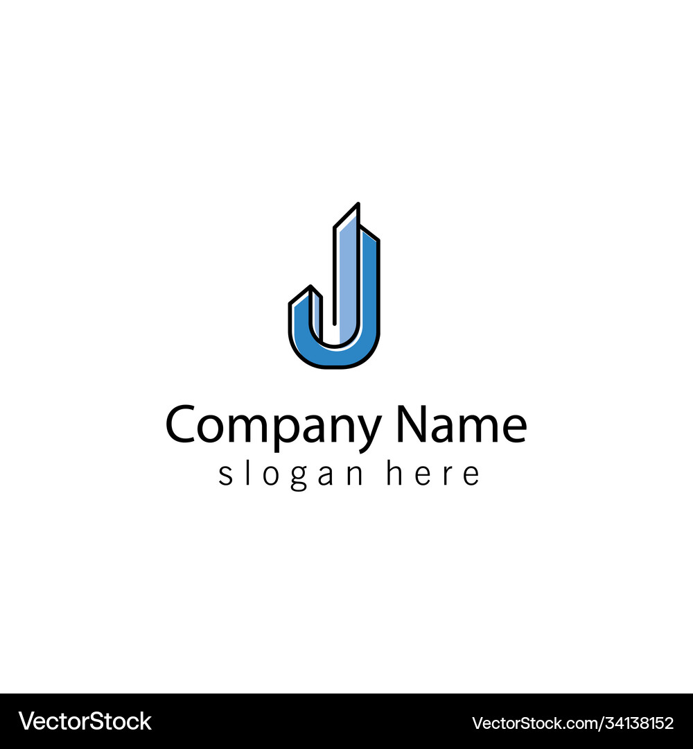 Letter j creative logo building color design Vector Image