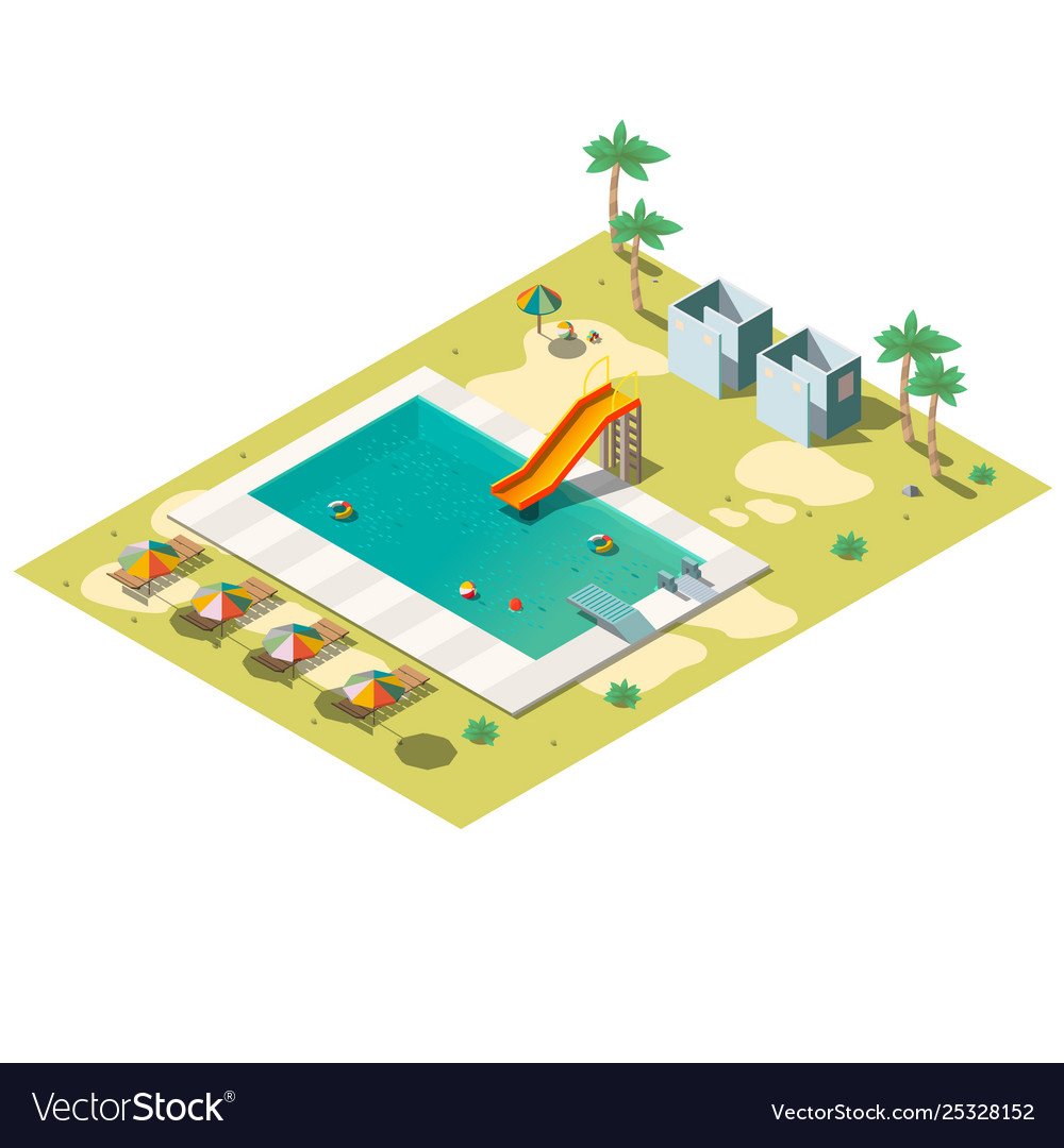 Resort swimming pool isometric Royalty Free Vector Image