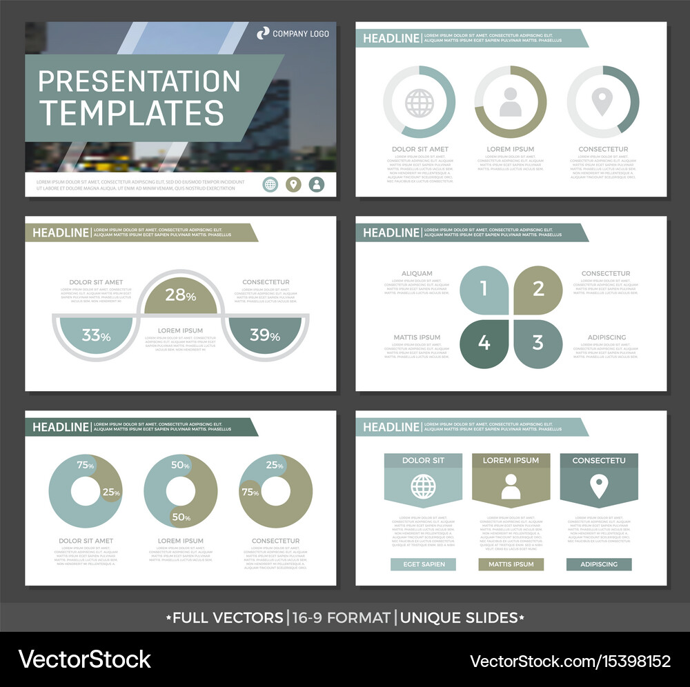 Set of green and gray elements for multipurpose Vector Image