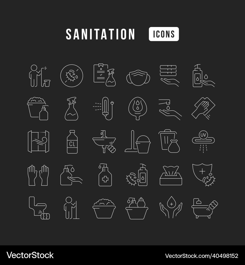 Set of linear icons sanitation Royalty Free Vector Image