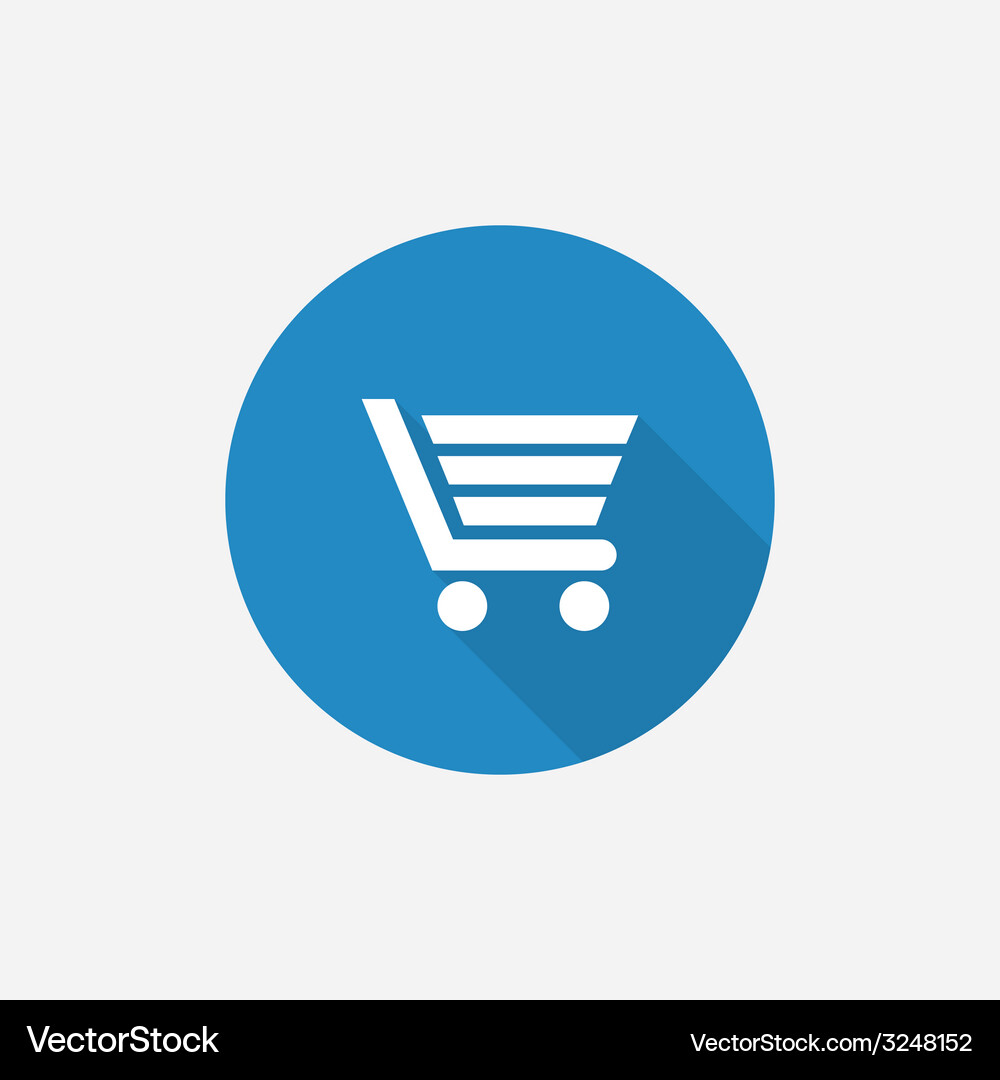 Shopping cart flat blue simple icon with long Vector Image
