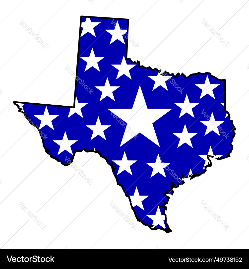 Texas state silhouette in blue with stars Vector Image